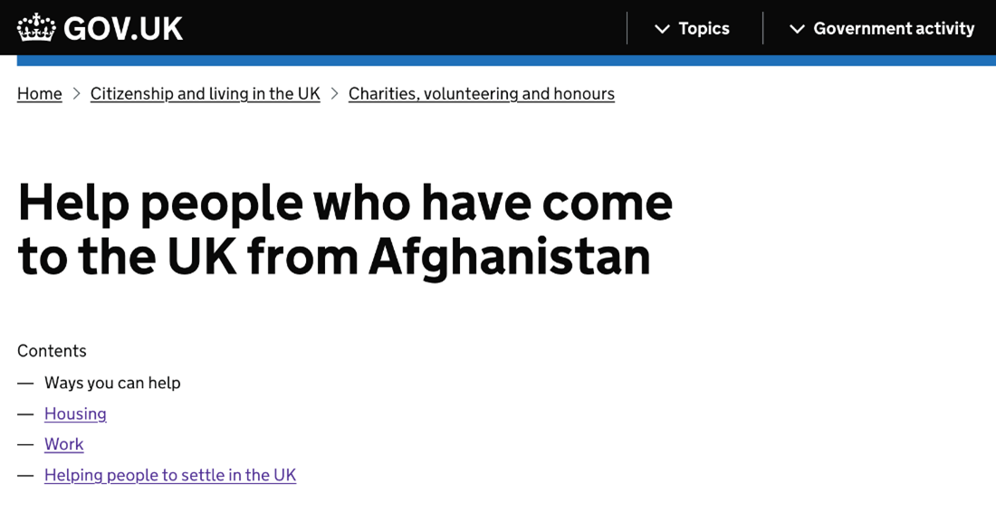 How we collaborated across government to design content supporting Afghan resettlement – Home ...